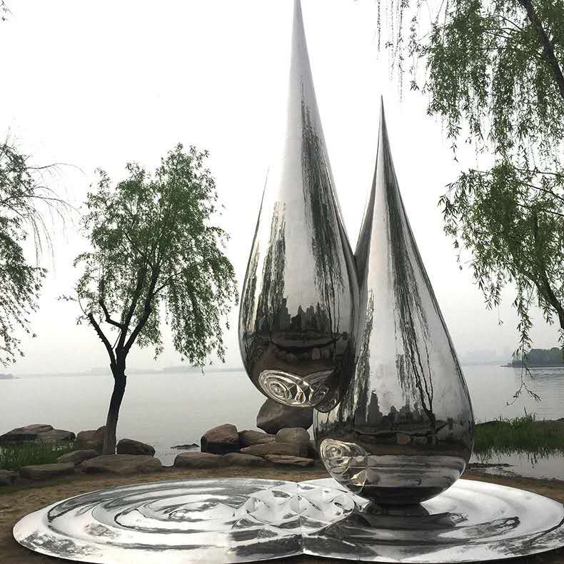 Outdoor Abstract landscape stainless steel water drop sculpture ...