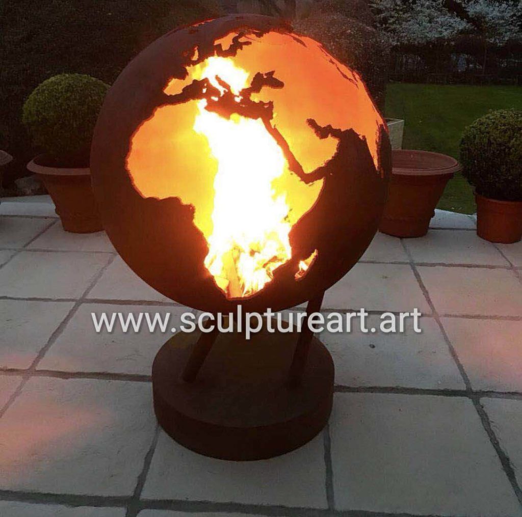 Metal Globe 24 inch Carbon Steel Hollow Ball Mild Steel Sphere Fire Pit ...