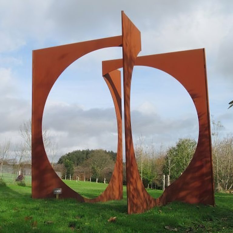 Contemporary Abstract Square Circular statue garden corten steel ...