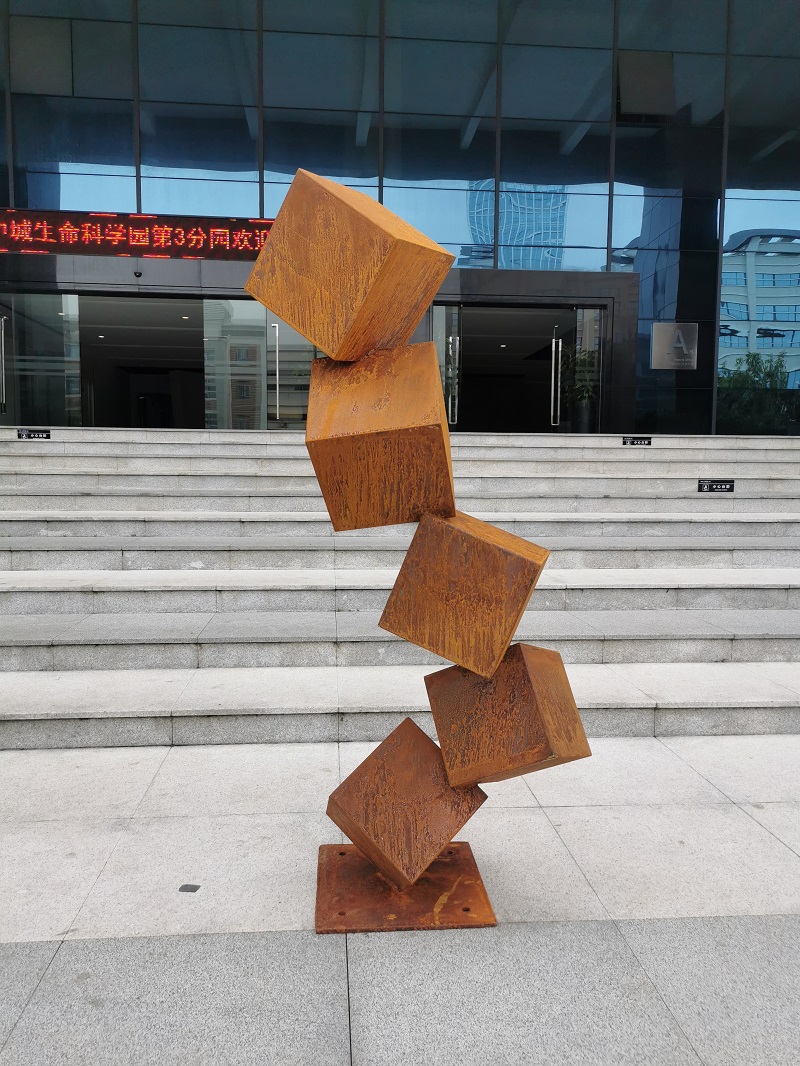 170cm Large outdoor corten steel Cube sculpture - sculptureart.art
