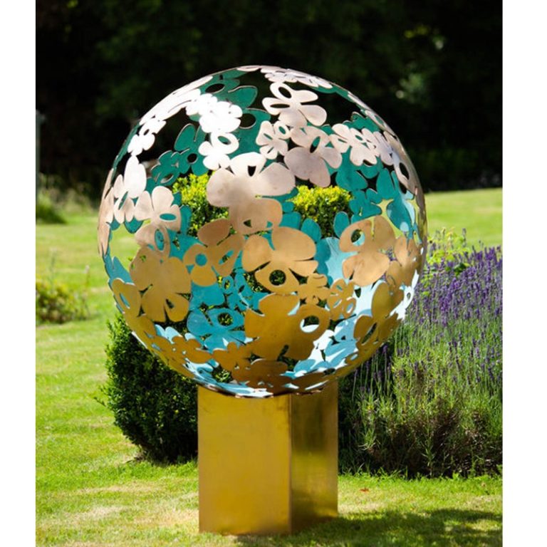 Custom Large Outdoor Sculpture With Coloful Light Metal Kinetic Ball ...