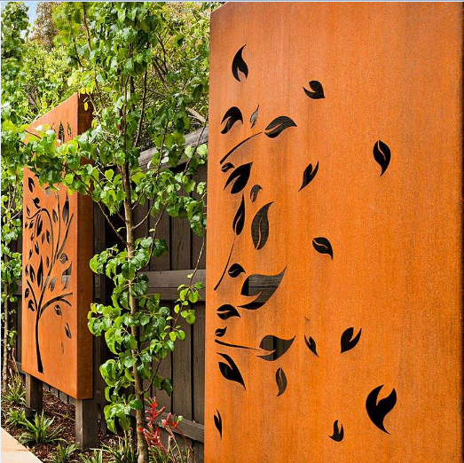 garden panels corten rusted metal sheet laser cut screen - sculptureart.art