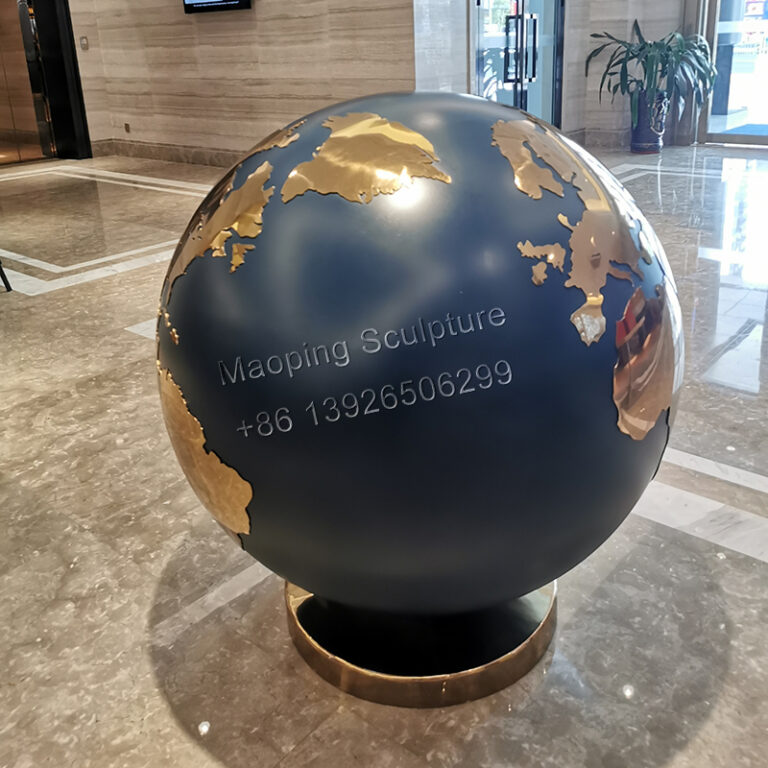 Large Stainless Steel Outdoor Metal World Globe Sculpture ...