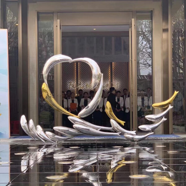 Stainless Steel Art Large Garden Metal Flying Fish Sculpture ...